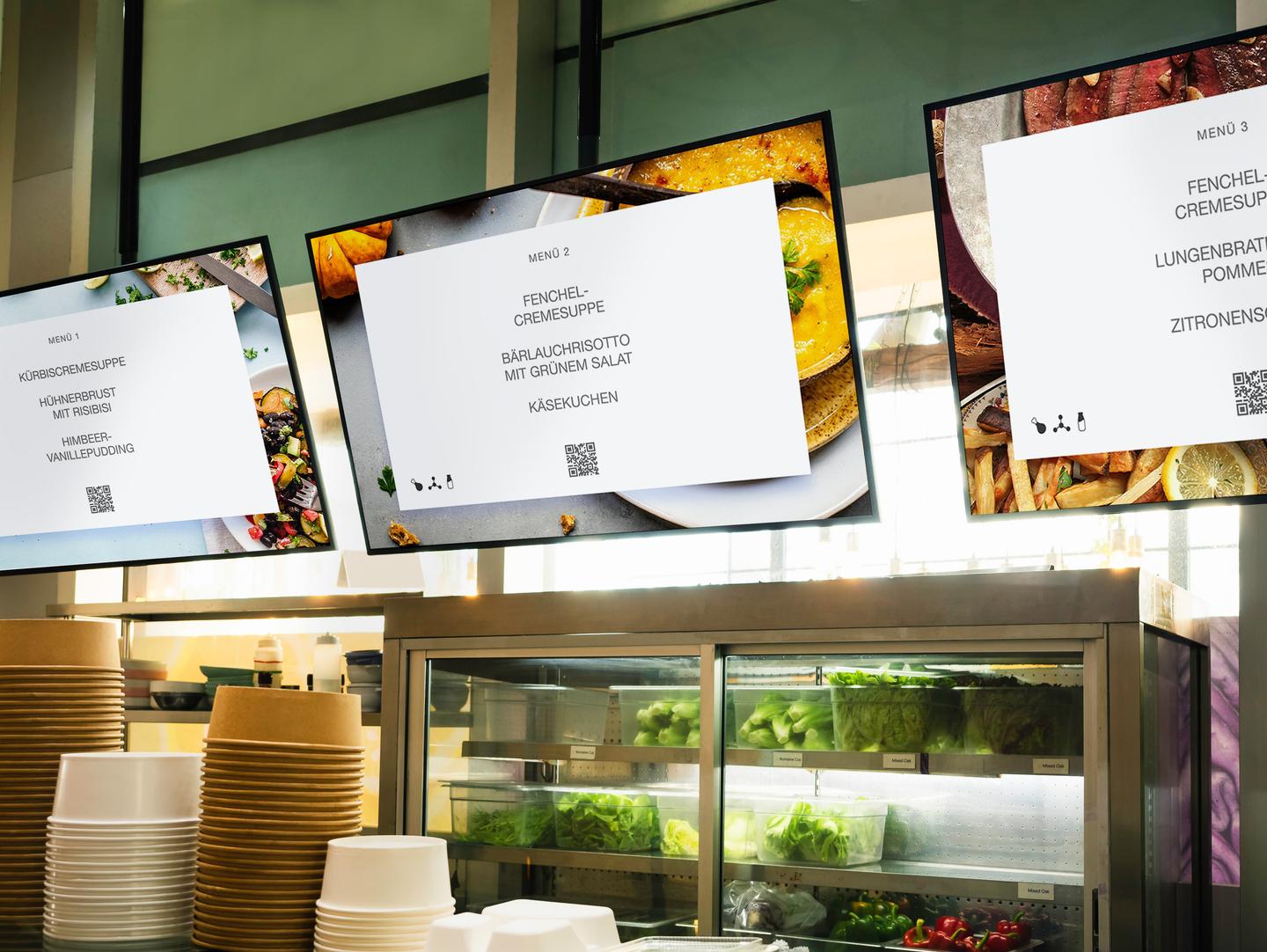 Menu scoreboard for (company) gastronomy